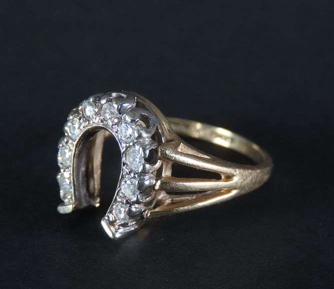 Beautiful Horseshoe "Exquisite" 14KP Ring with Diamonds - Size 6 - GC5 ...