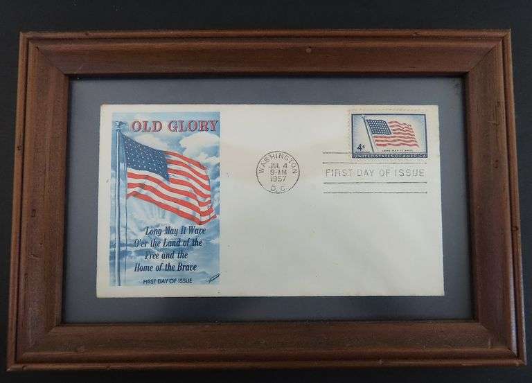 Framed 1957 "Old Glory" First Day Stamp Issue - GC5 Auctions