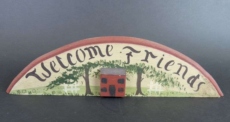 Hand Crafted "Welcome Friends" Wall Hanging - GC5 Auctions