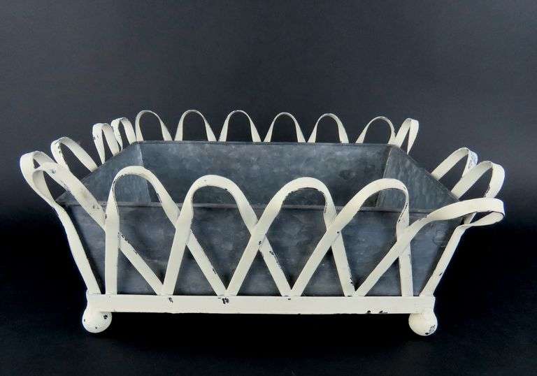 Vintage Wrought Iron Planter with Galvanized Metal Insert - GC5 Auctions