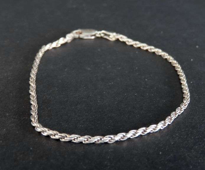 7" Sterling Silver Rope Chain Bracelet - Made in Italy - GC5 Auctions