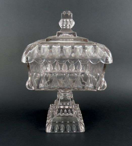 Large 12" Crystal Wedding Lidded Square Compote by Adams & Co - GC5 ...
