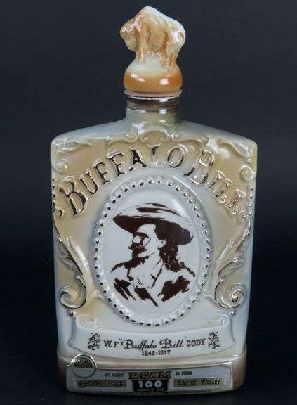 Empty 1971 "Buffalo Bill" Cody Collectible Jim Beam Bottle - GC5 Auctions