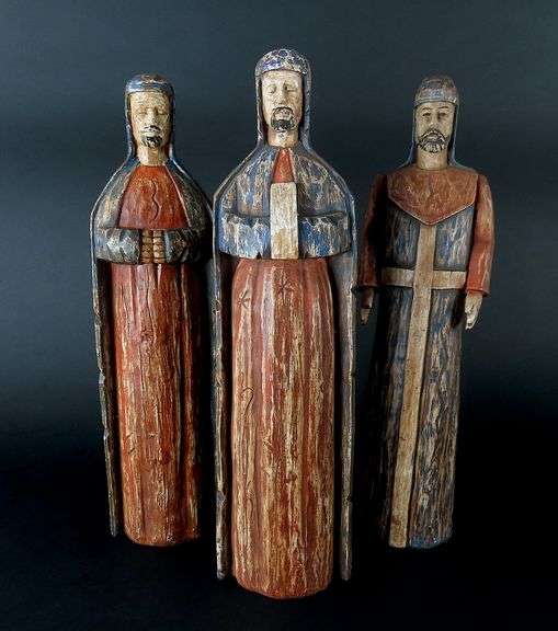 Trio of Carved Look Tall Figures - GC5 Auctions