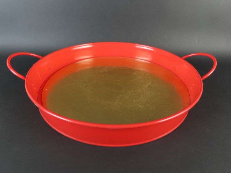 Red Metal Tray with Handles - GC5 Auctions