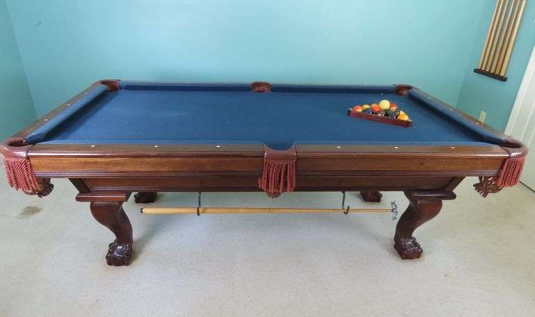 Vintage Pool Table with Balls and Bridge - GC5 Auctions