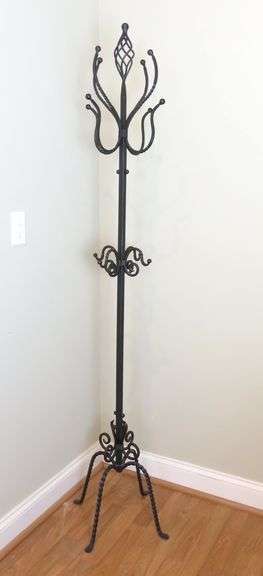 6 Foot Standing Wrought Iron Coat Rack - GC5 Auctions