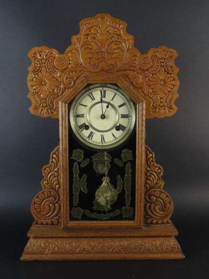 Antique Gingerbread Kitchen Mantle Clock - See Description - GC5 Auctions