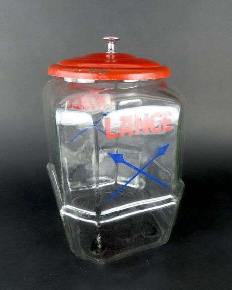 Collectible Glass Lance Jar with Metal Lid #2 - GC5 Auctions