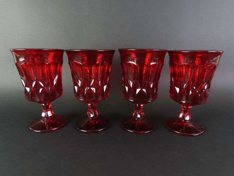 Lot of 4 "Perspective-Ruby" Water Goblets by Noritake - GC5 Auctions