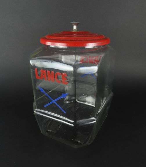 Collectible Glass Lance Jar with Metal Lid #1 - GC5 Auctions