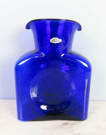 Cobalt Blue Blenko Handcraft Pitcher / Vase - GC5 Auctions