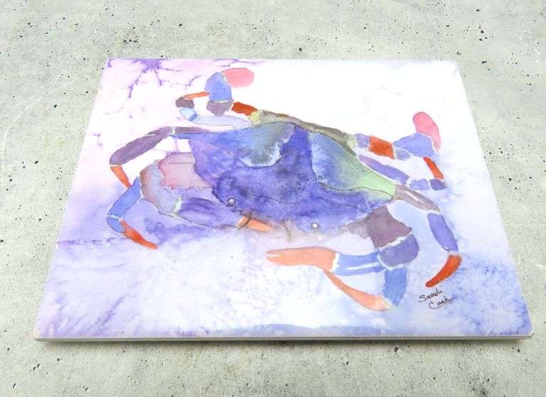 Crab Tile Trivet by Sandy Cash - GC5 Auctions