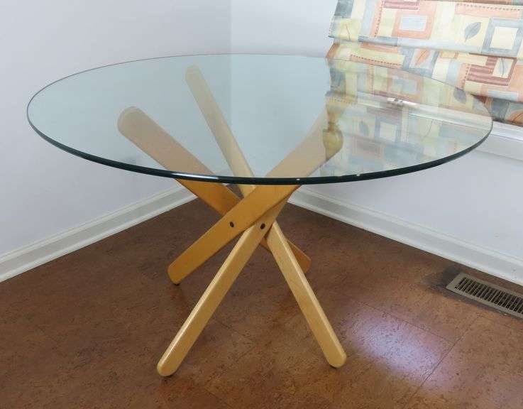 Modern Handcrafted "Room & Board" Glass Top Table - Made in Vermont ...