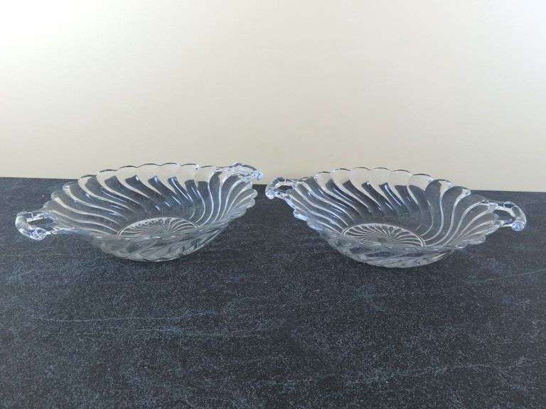 Pair of "Colony" Lemon Plates with Handles by Fostoria - GC5 Auctions