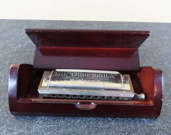 Vintage M. Hohner "The Chromonica" Harmonica in Wooden Box - GC5 Auctions