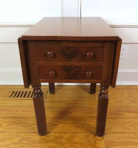 Vintage 2 Drawer Drop Leaf Side Table - GC5 Auctions