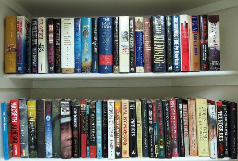 2 Shelves of Mixed Genre Hardcover Books - GC5 Auctions