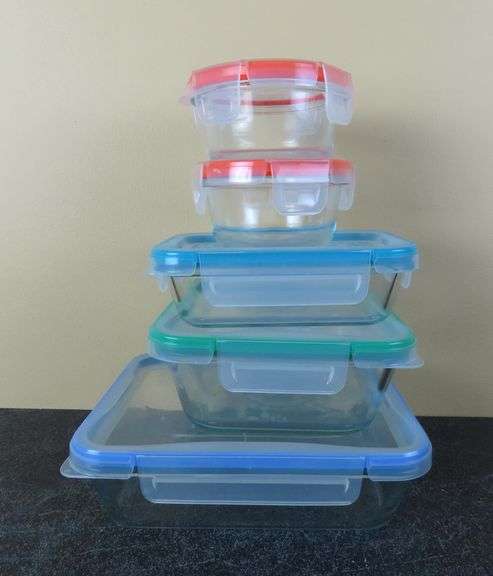 Lot of 5 Snap-Ware Glass Storage Containers - GC5 Auctions