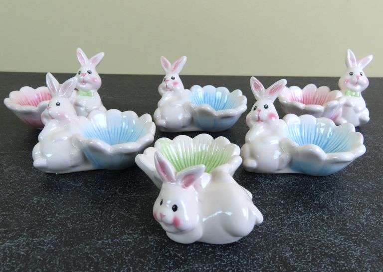 Collection of 6 "Studio 33" Ceramic Easter Egg Holders - GC5 Auctions
