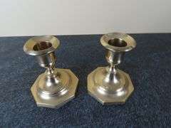 Pair of Short Brass Candlesticks - GC5 Auctions