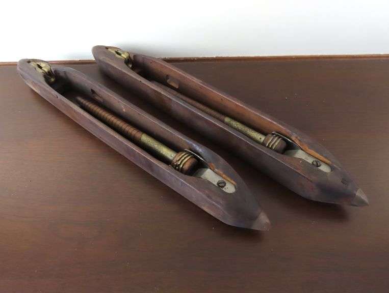 Pair of Antique Wooden Loom Shuttles - GC5 Auctions