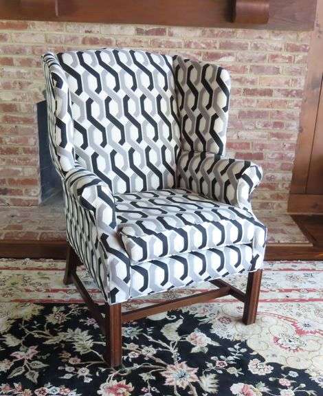 Modern Upholstered Wing Back Chair - GC5 Auctions