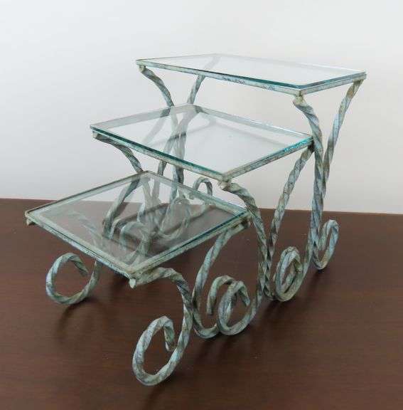 Set of 3 Metal Glass Top Display Stands - GC5 Auctions