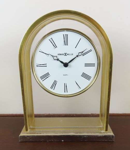 Gold Tone Quartz Howard Miller Arched Mantle Clock - GC5 Auctions