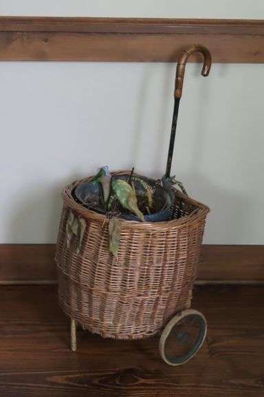 Live(ish) Plant in Rolling Basket Cart - GC5 Auctions