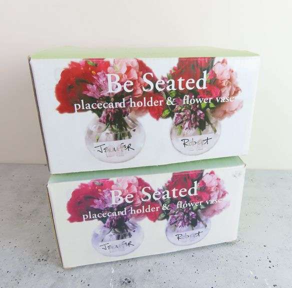 2 Boxes of Two's Company Hand Blown Place Card Holders / Flower Vases ...