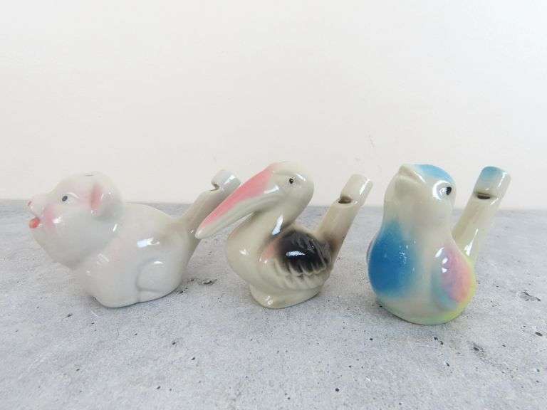 Lot of 3 Cute Vintage Ceramic Animal Whistles - GC5 Auctions