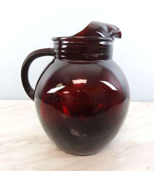 Vintage Roly Poly Royal Ruby Pitcher by Anchor Hocking - GC5 Auctions