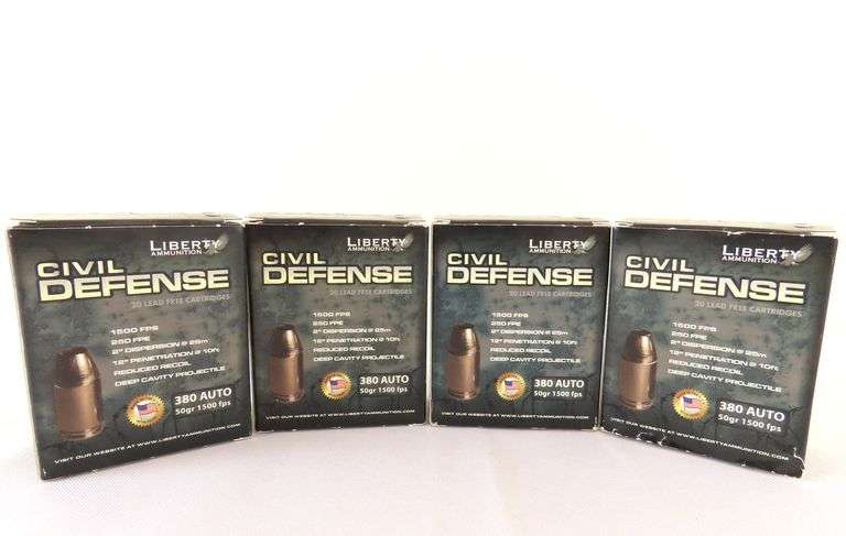 4 Boxes of Civil Defense 380 Auto Ammunition - GC5 Auctions