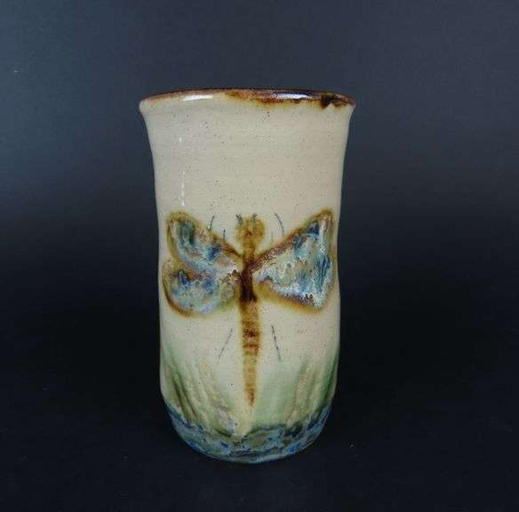 Janet Resnick Pottery Dragonfly Tumbler - GC5 Auctions