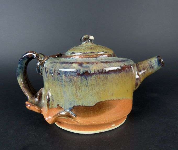 Handcrafted Artisan Pottery Tea Pot Signed BKM - GC5 Auctions