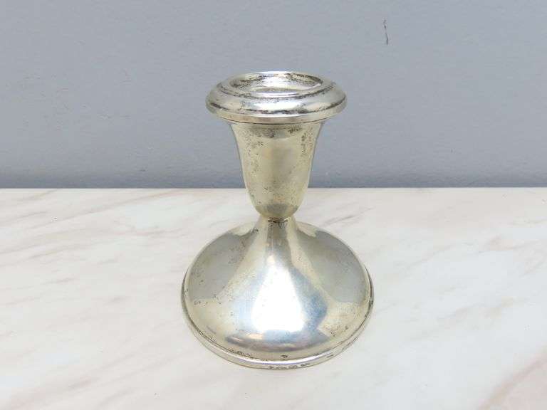 Single Empire Sterling Silver Weighted Low Candlestick - GC5 Auctions