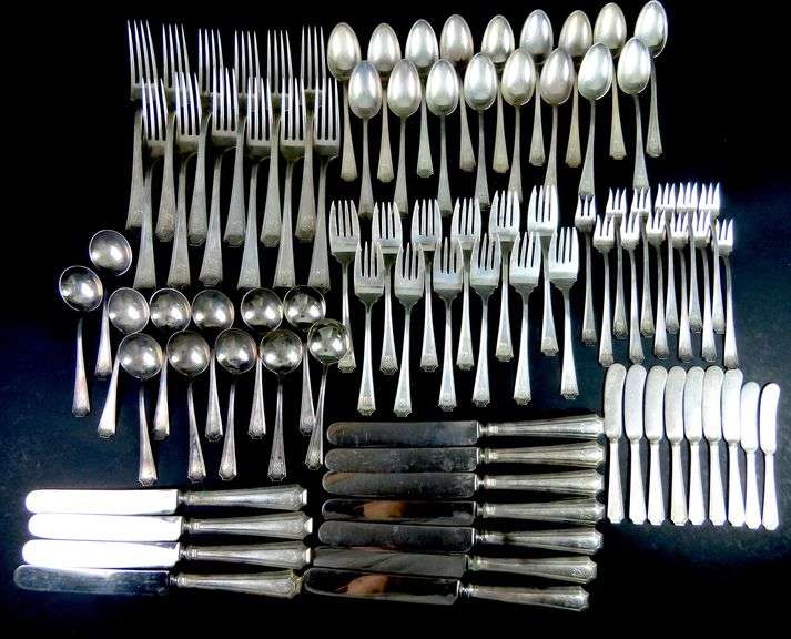85 Pieces of Monogrammed "Devonshire" Sterling Silver Flatware by Birks ...