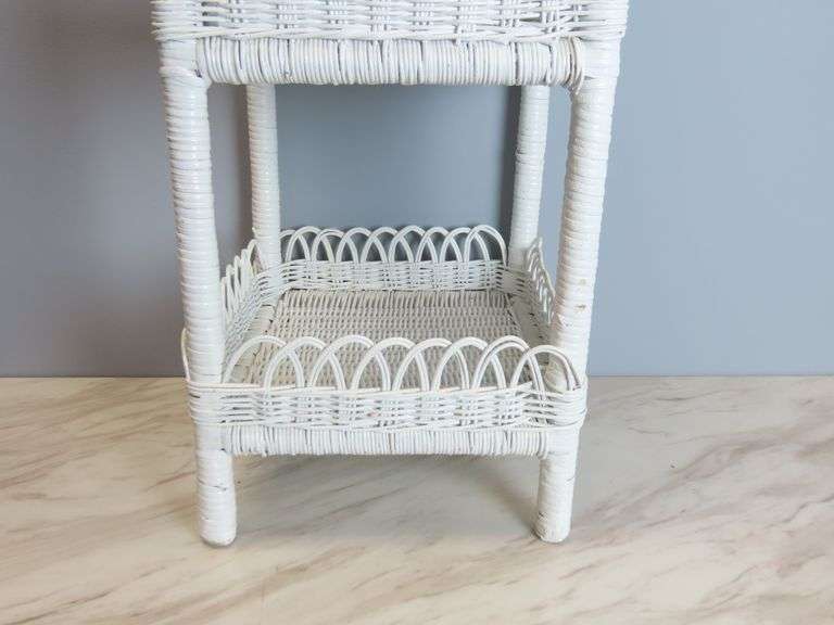 3 Tier Painted Wicker Storage Shelf - GC5 Auctions