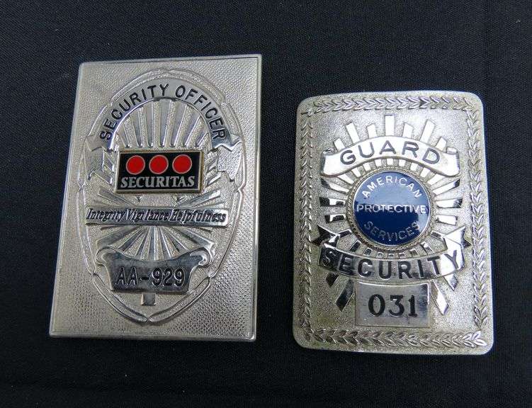 Lot of 2 Vintage Security Guard Badges - GC5 Auctions