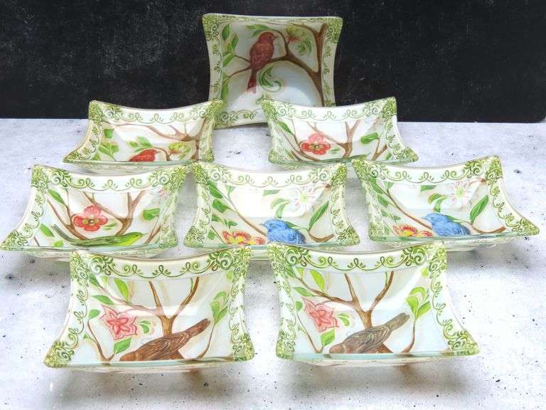 Lot of 8 Beautiful Prima Designs Bird Bowls - GC5 Auctions
