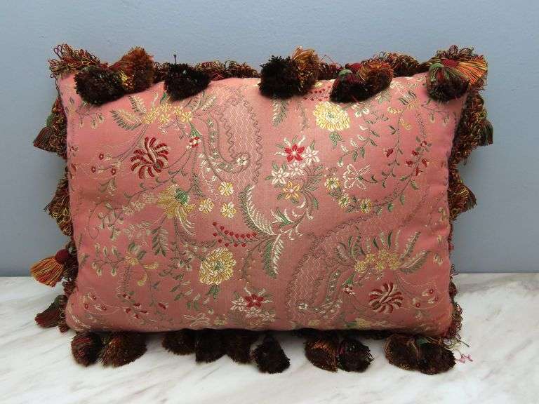 Beautiful Upholstered Throw Pillow with Tassels - GC5 Auctions