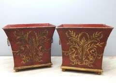 Lot of 2 Painted Metal Cache Pots - GC5 Auctions