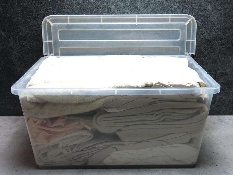 Full Storage Tote of Shop Rags & Drop Cloths - GC5 Auctions