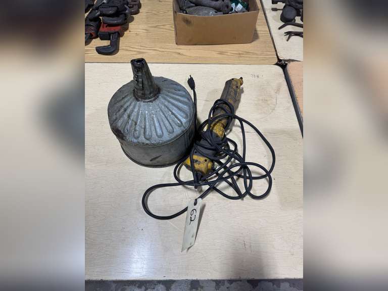 ELECTRIC LIGHT, METAL FUNNEL - Godby Realty & Auction