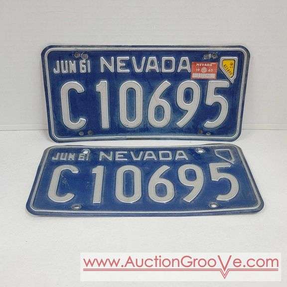 1961 Nevada License Plates Front and Back. G - AuctionGrooVe.com 608 ...