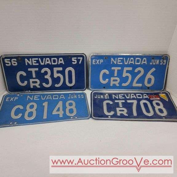 Four Nevada License Plates.1956, 59 and 61. G - AuctionGrooVe.com 608 ...