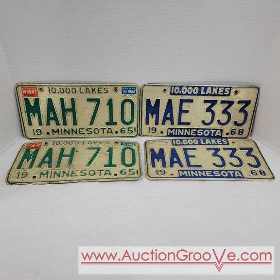 Two Pair of Minnesota License Plates. 1965 and 1968. G - AuctionGrooVe ...