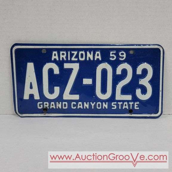 1959 Arizona License Plate. D - AuctionGrooVe.com 608-792-2437