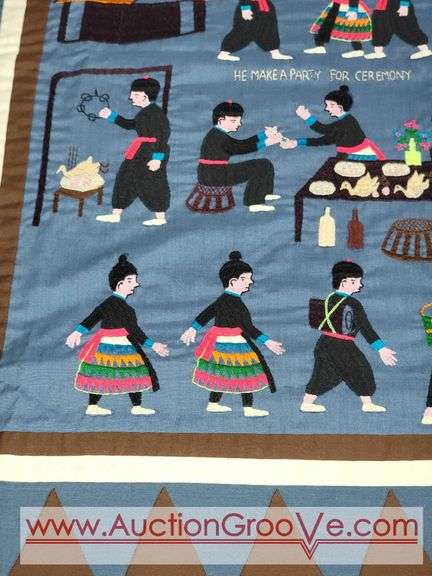 Hmong / Vietnamese Wedding Story Quilt. 36 x 35. DEN - AuctionGrooVe ...